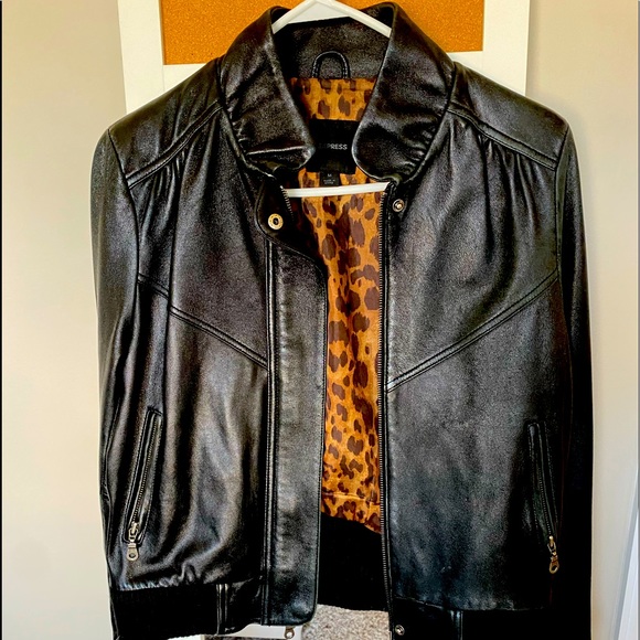 Express | Jackets & Coats | Express Leather Bomber Jacket | Poshmark